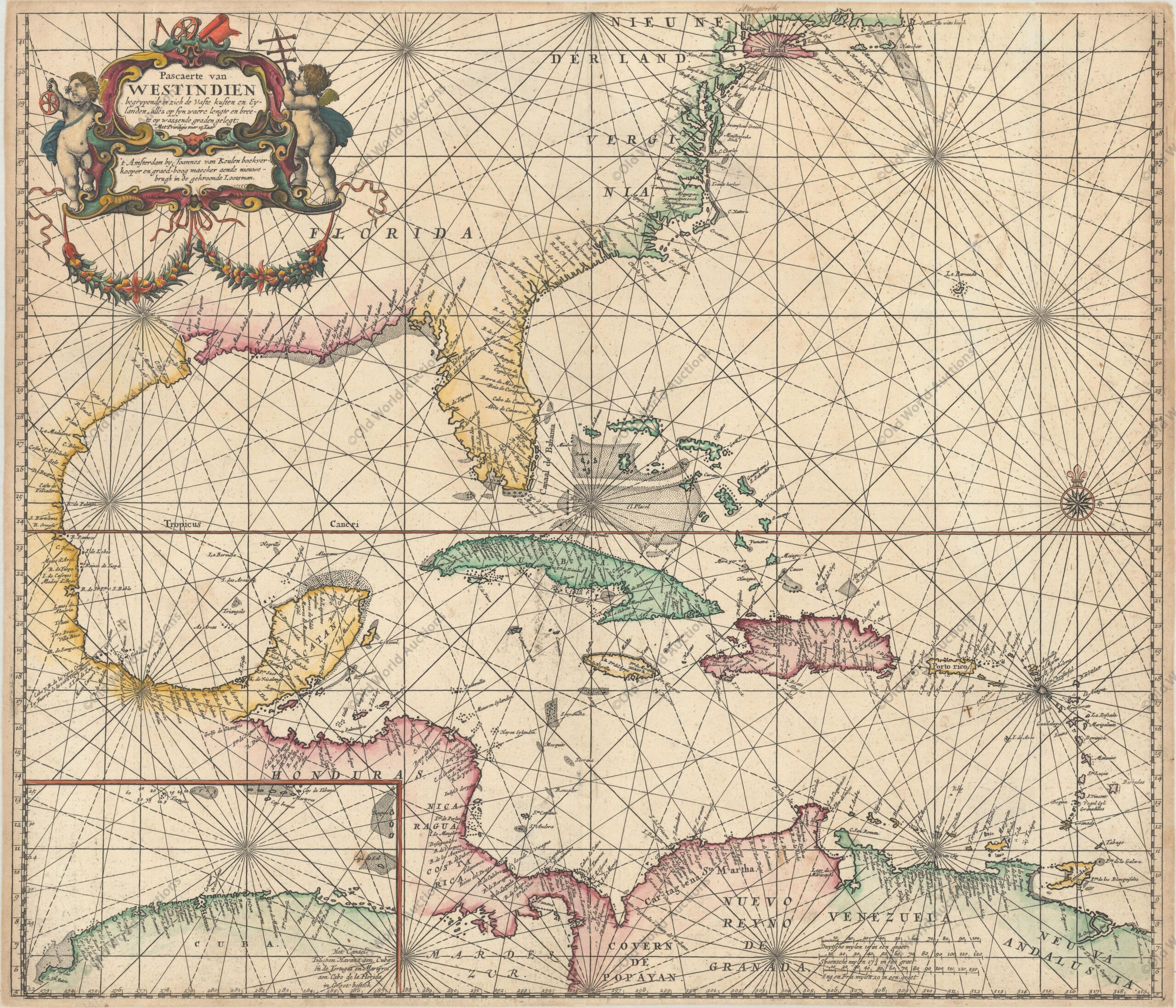 Mapa do Golfo do México e das Caraíbas de 1681